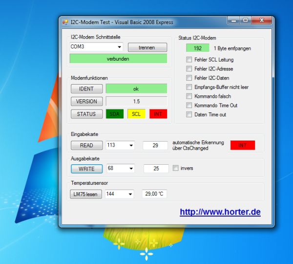 Programmierbeispiel für I2C-RS232-Modem in VB-Express 2008 / Programming example for I2C-RS232 ...